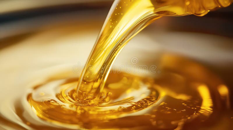 Golden Liquid Pouring and Making Ripples in a Bowl Stock Photo - Image ...