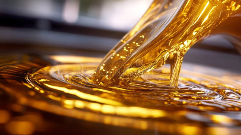 Golden Liquid Pouring into a Pool of Oil Stock Illustration ...