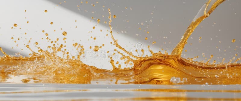 Golden Liquid Pouring and Splashing Abstract Background Texture. Stock ...