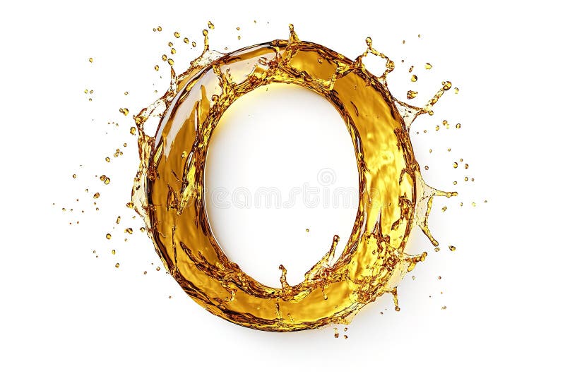 Golden Liquid Ring Splash Isolated on White, Splattering, Fluid ...