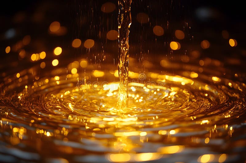 Golden Liquid Splash with Dramatic Lighting for Luxurious Design Themes ...