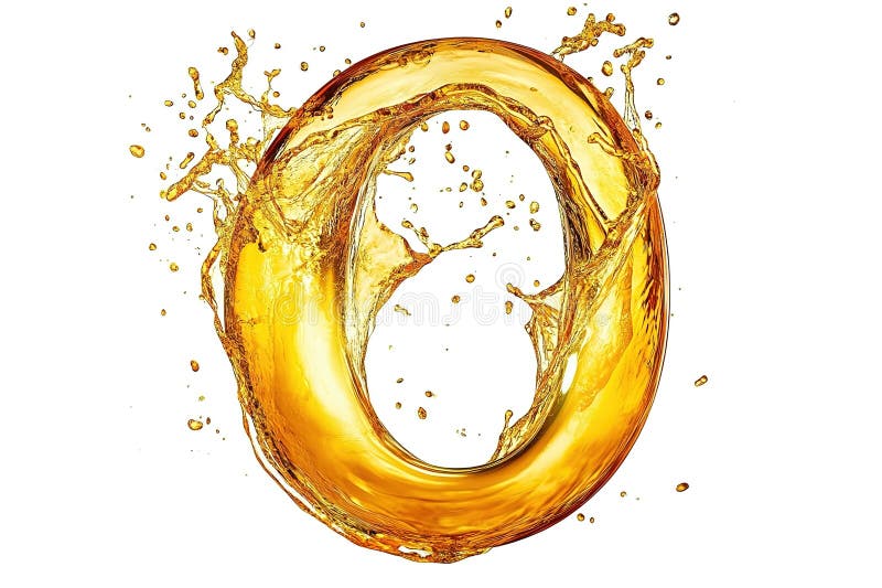 Golden Liquid Splash Forming Ring Shape on White Background with ...