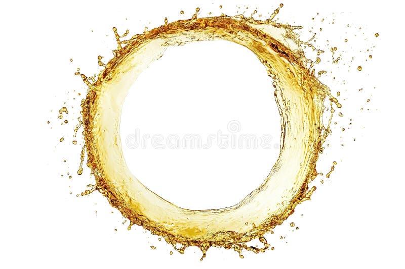 Golden Liquid Splash in Ring Shape, Dynamic Motion, Isolated on White ...