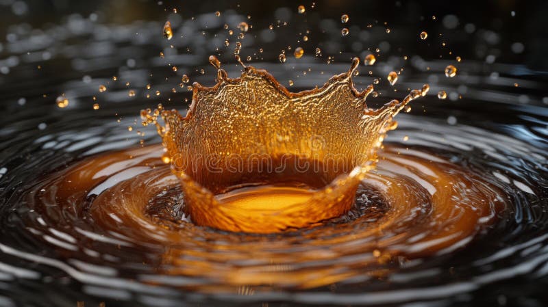 Golden Liquid Splash with Ripples and Circles Stock Illustration ...