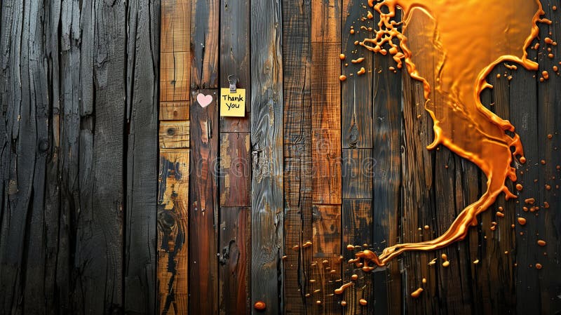 Golden Liquid Splash on Wooden Plank Background Stock Illustration ...