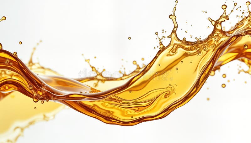 Golden Liquid Splashes in Dynamic Motion Isolated on White Background ...