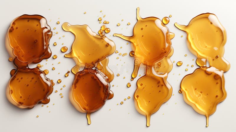 Golden Liquid Splatter with Drips on a White Surface Stock Illustration ...