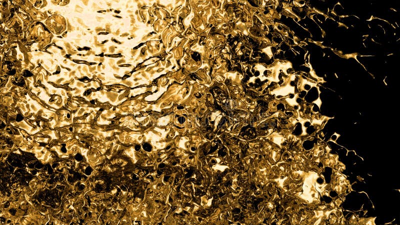 Golden Liquid Start To Fill the Screen with a Large Splash on Black ...