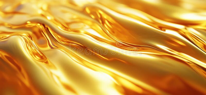 Golden Liquid Surface with Flowing Waves and Shiny Texture, Captivating ...