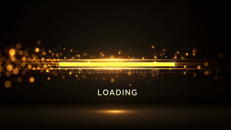 Golden Loading Bar on Black Screen. Progress Bar with Sparkles Stock ...