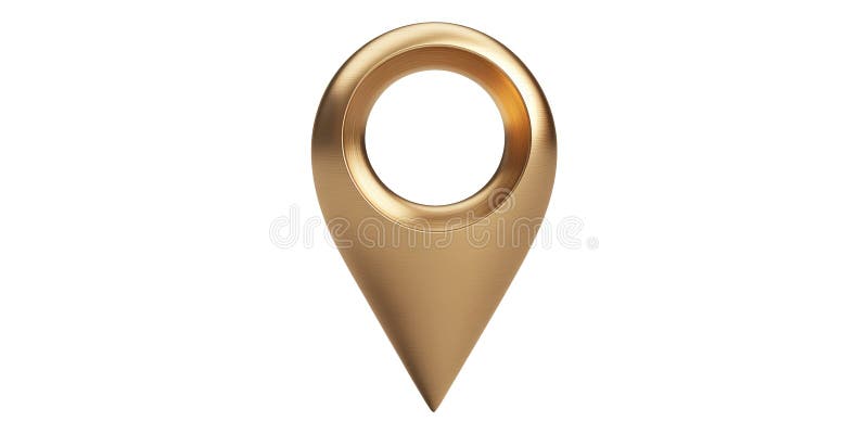 Golden Location Pin Icon with Round Tip Isolated on Transparent ...