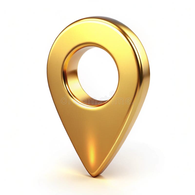 Golden location pin stock illustration. Illustration of trend - 358150391