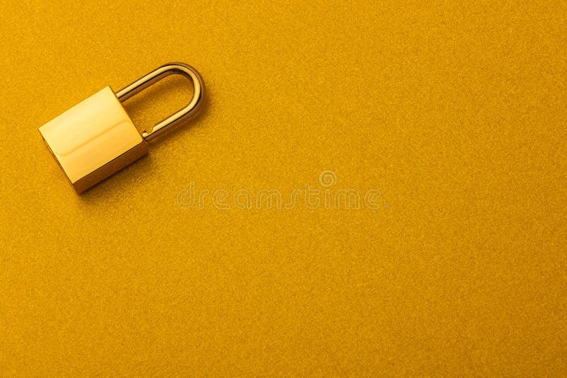 Golden Lock on a Golden Background with Empty Space for Text Stock ...