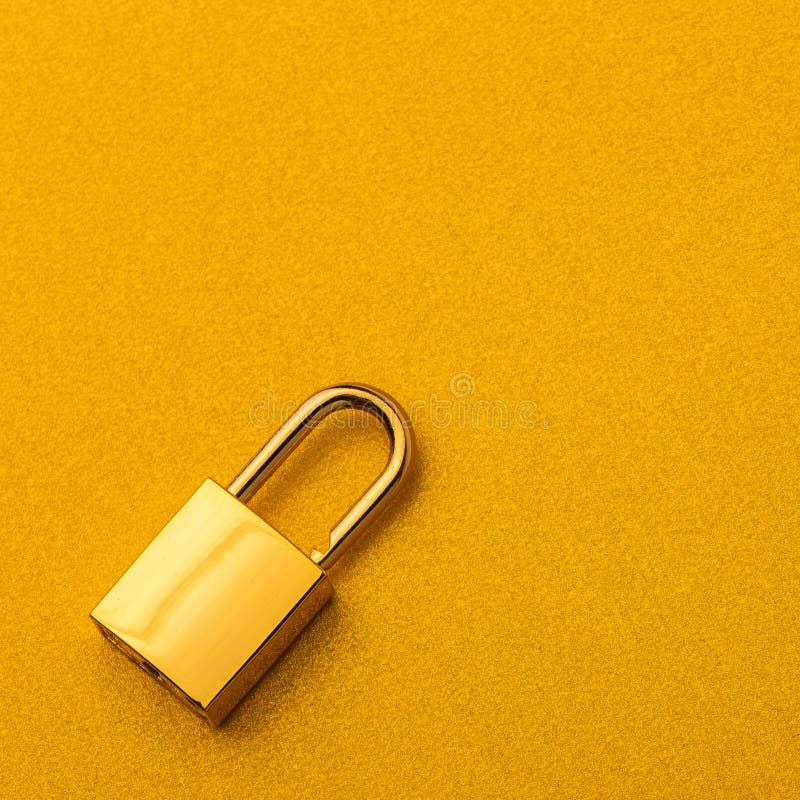 Golden Lock on a Golden Background with Empty Space for Text Stock ...