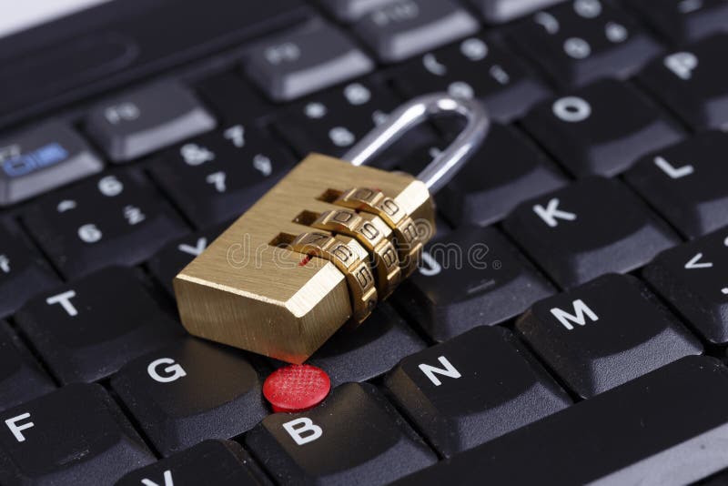Golden Lock on Black Keyboard - Computer Security Concept Stock Image ...
