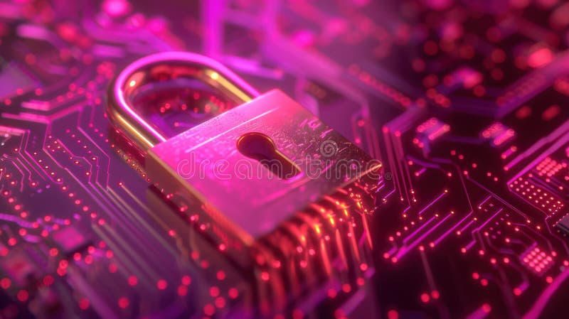 The Golden Lock on Circuit.AI Generated Image Stock Image - Image of ...