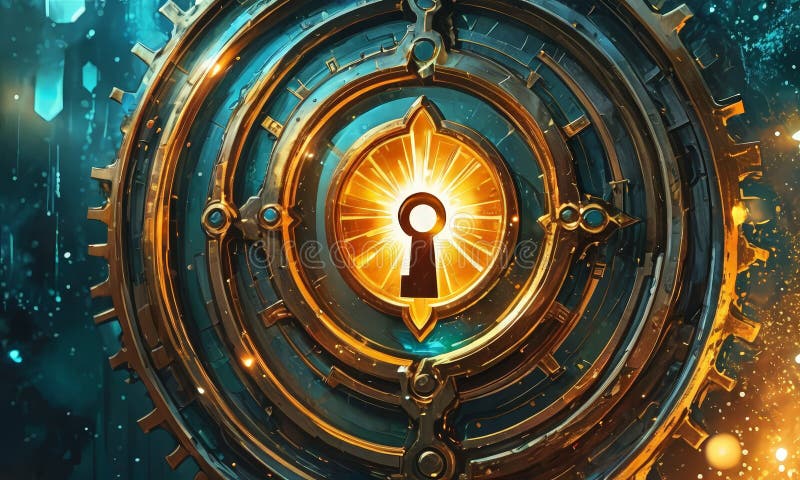 Golden Lock in Circular Metal Structure Stock Photo - Image of locked ...