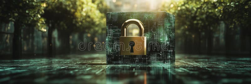 A Golden Lock is on a Green Box Stock Illustration - Illustration of ...