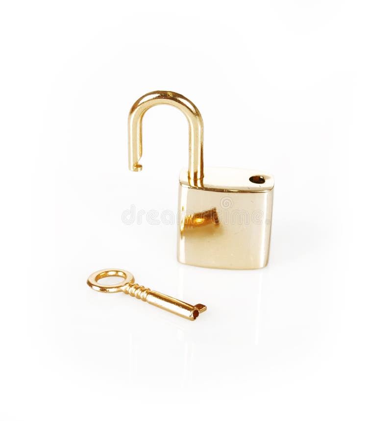Golden lock and key stock photo. Image of insurance, protect - 23694002