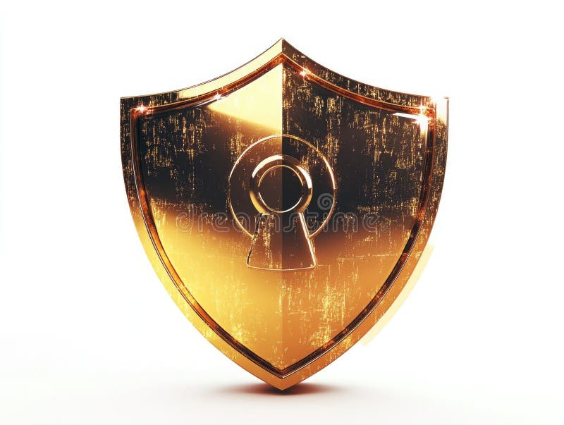 Golden Lock and Key Security Emblem Stock Illustration - Illustration ...