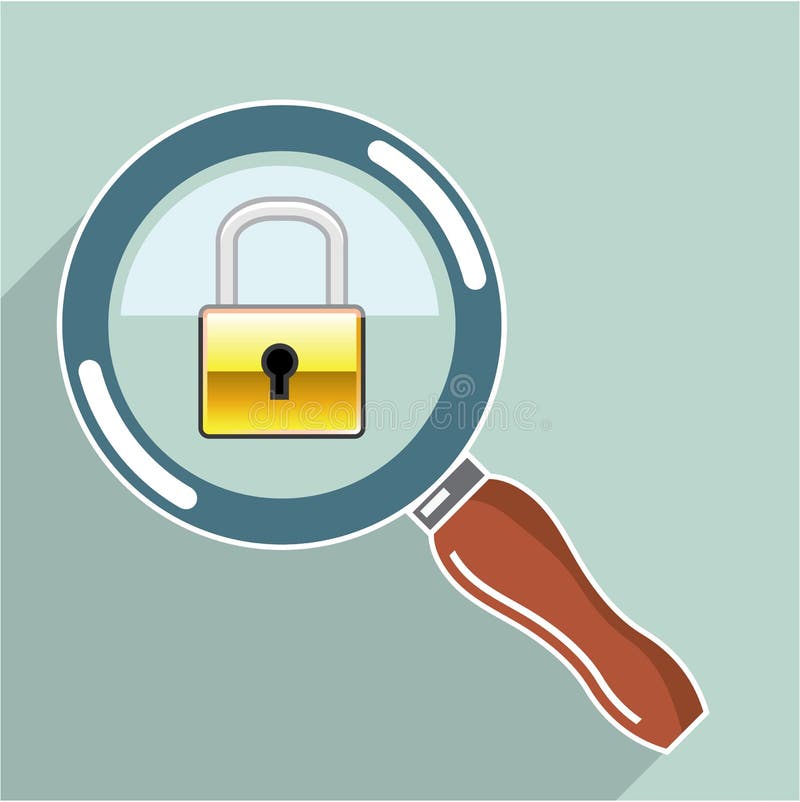 Golden Lock Under Magnifying Glass Stock Vector - Illustration of ...