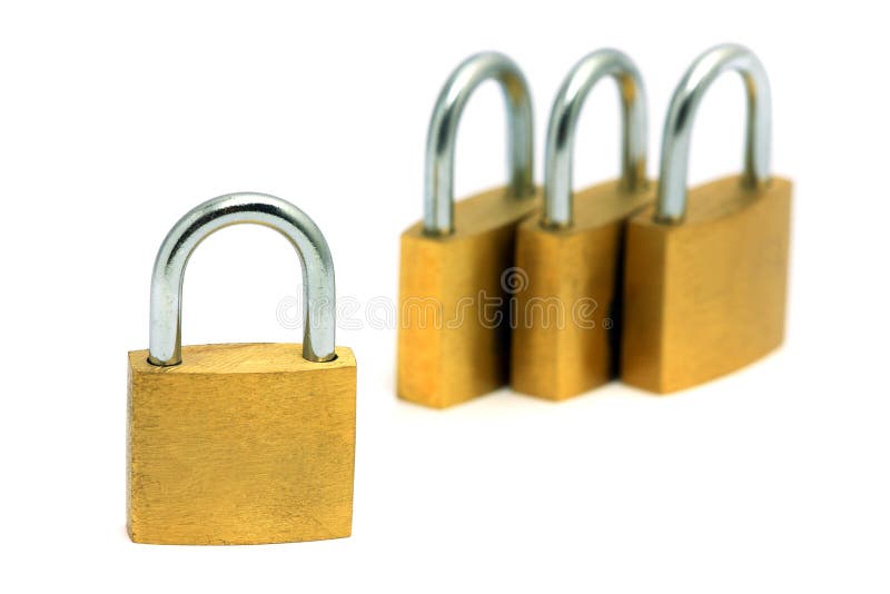 Four Isolated Gold Locks White Background Stock Photos - Free & Royalty ...
