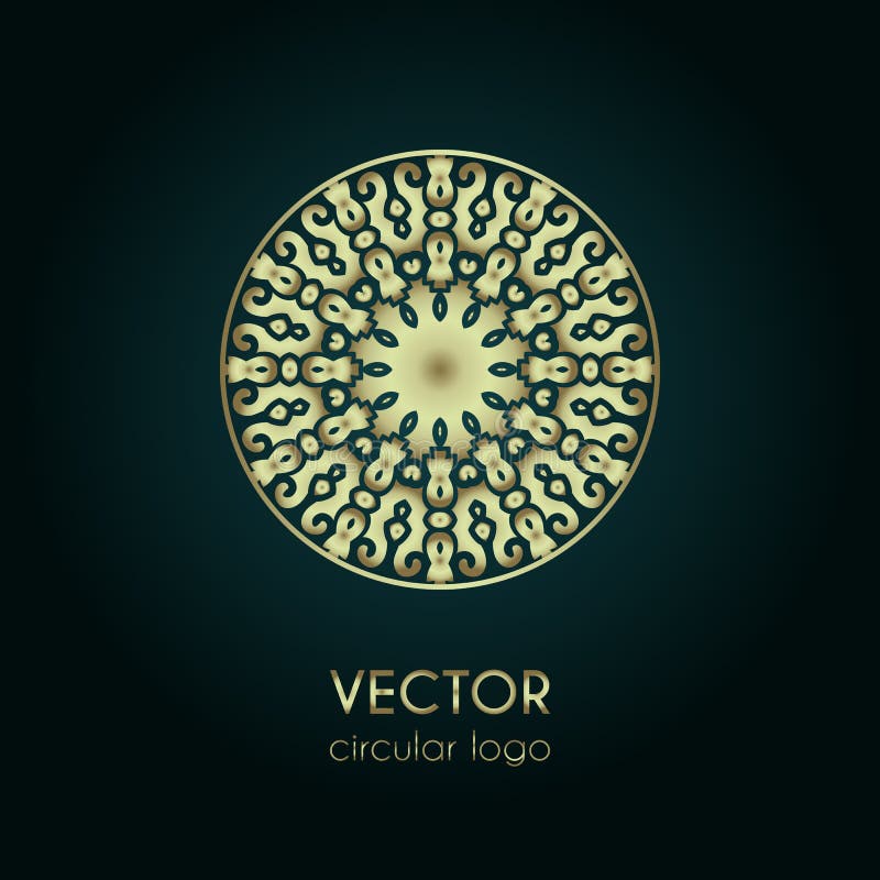 Golden Logo Design Template, Creative Circular Emblem, Decorative Icon ...