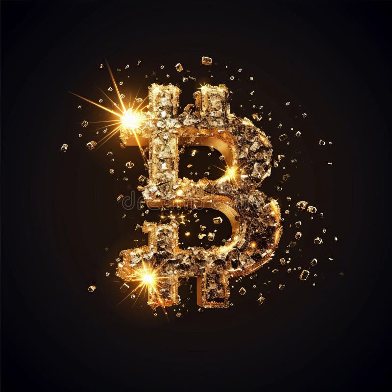 Golden Logo with the Word Crypto Bitcoin is Fading Out Stock Image ...