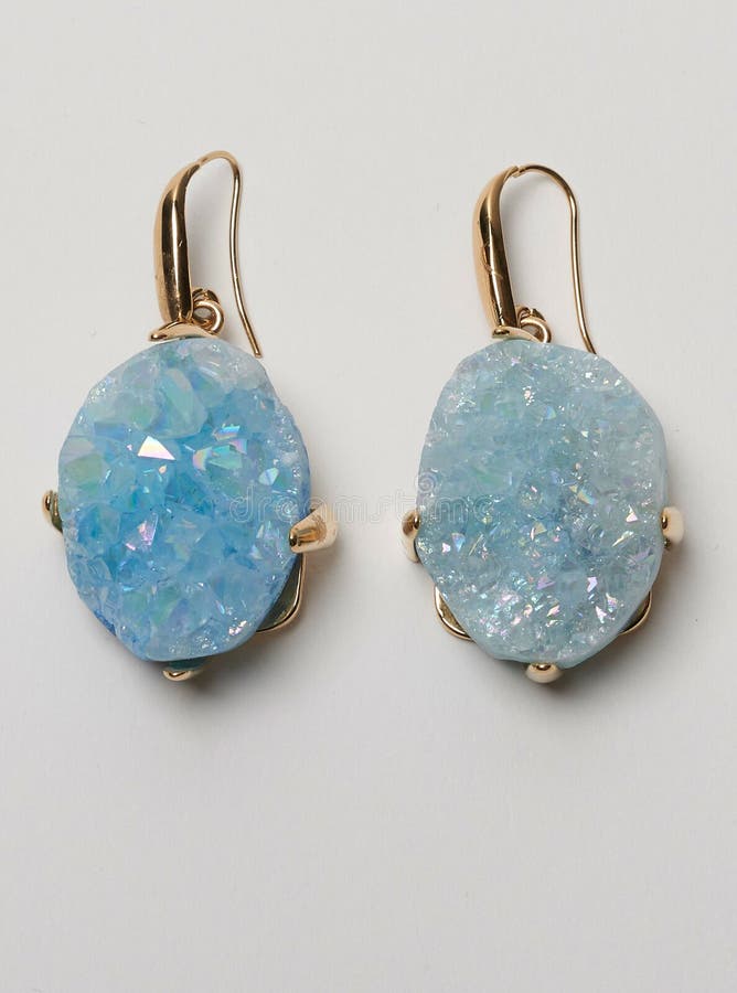 Golden Loop Earrings with Beautiful Blue Stone Studs with White ...
