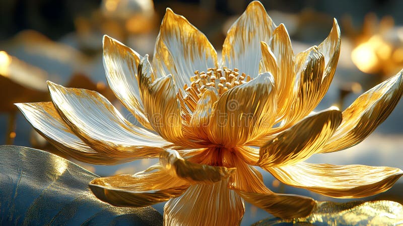 Golden Lotus Flower Illustration Stock Illustration - Illustration of ...