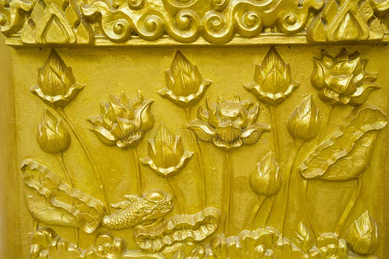 Golden lotus sculpture stock image. Image of architecture - 17016045