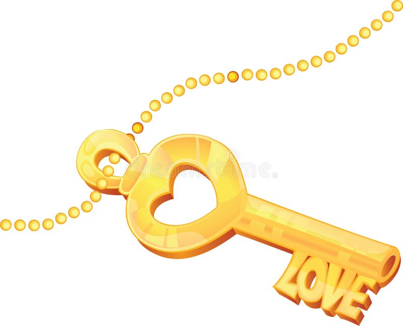Golden Love Key with Stylized Cuts Stock Vector - Illustration of shape ...