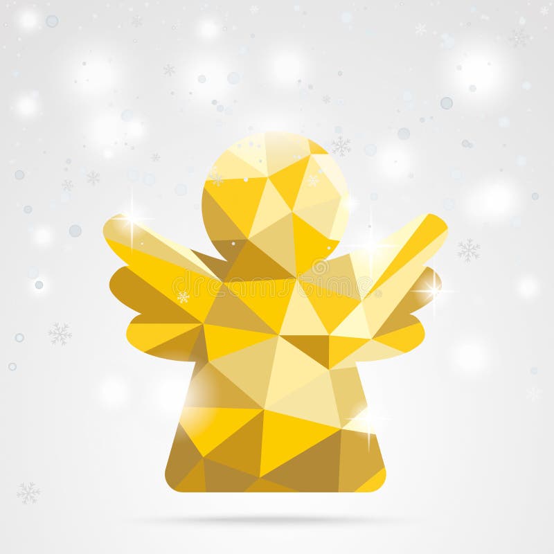 Golden Low Poly Angel Snowflakes Bokeh Stock Vector - Illustration of ...