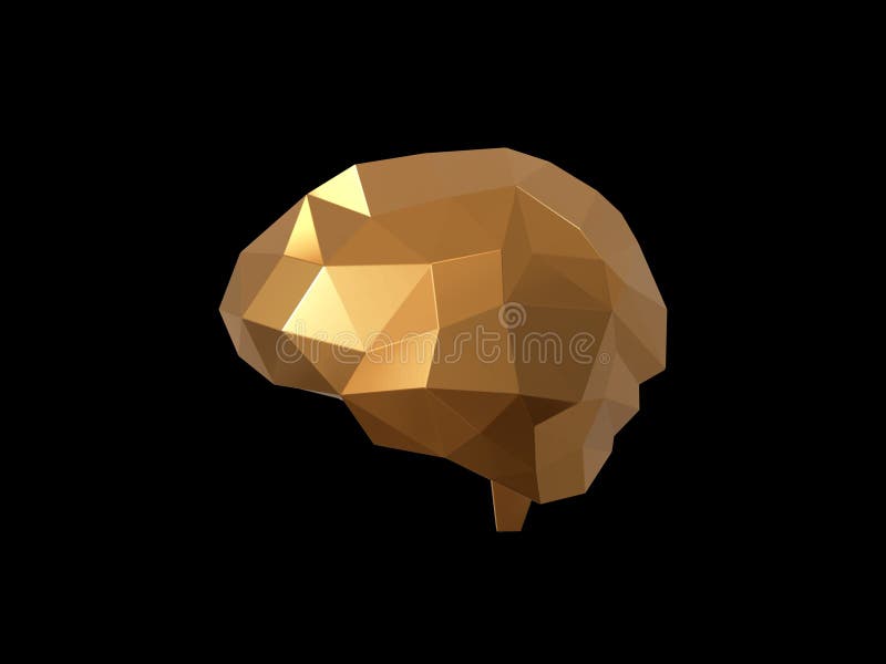 Golden Low Polygon Brain , Idea Concept Background Design. Stock ...