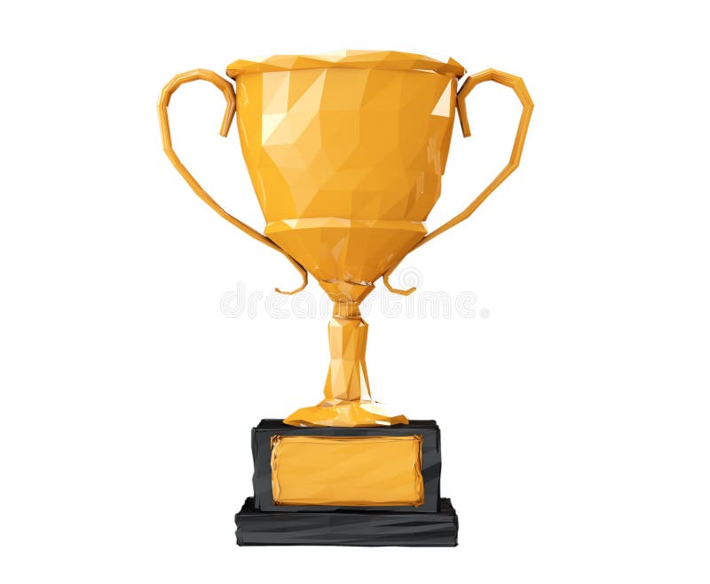 Golden Low Polygons Trophy. 3d Rendering Stock Illustration ...