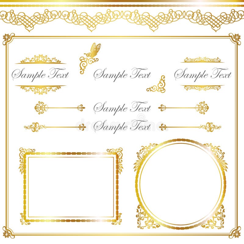 Decoration Gold Frames Illustration Set Stock Vector - Illustration of ...