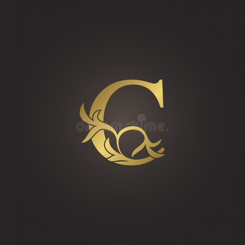 Golden Luxury Decoration Leaf C Letter Initial Logo Concept Monogram ...
