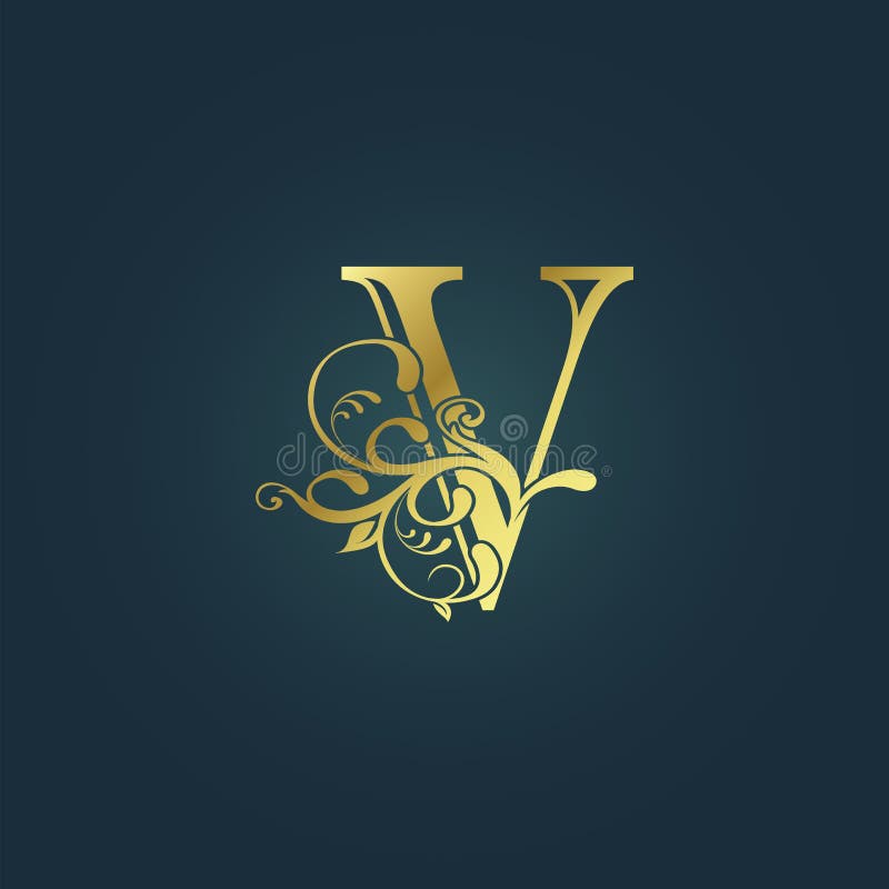 Golden Luxury Initial Letter V Logo Icon Vector Design Concept Floral ...