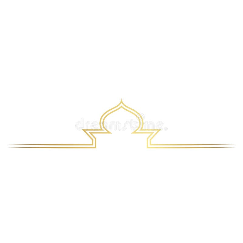 Golden Luxury Islamic Mosque Line Border Stock Vector - Illustration of ...