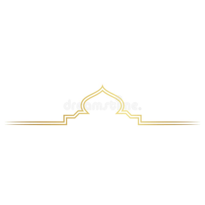 Golden Luxury Islamic Mosque Line Border Stock Vector - Illustration of ...
