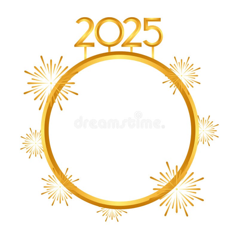 Golden Luxury New Year Frame with Fireworks Stock Vector - Illustration ...