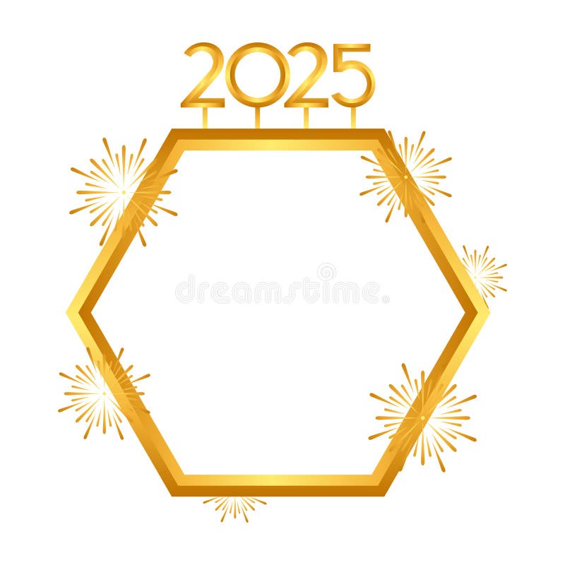 Golden Luxury New Year Frame with Fireworks Stock Vector - Illustration ...