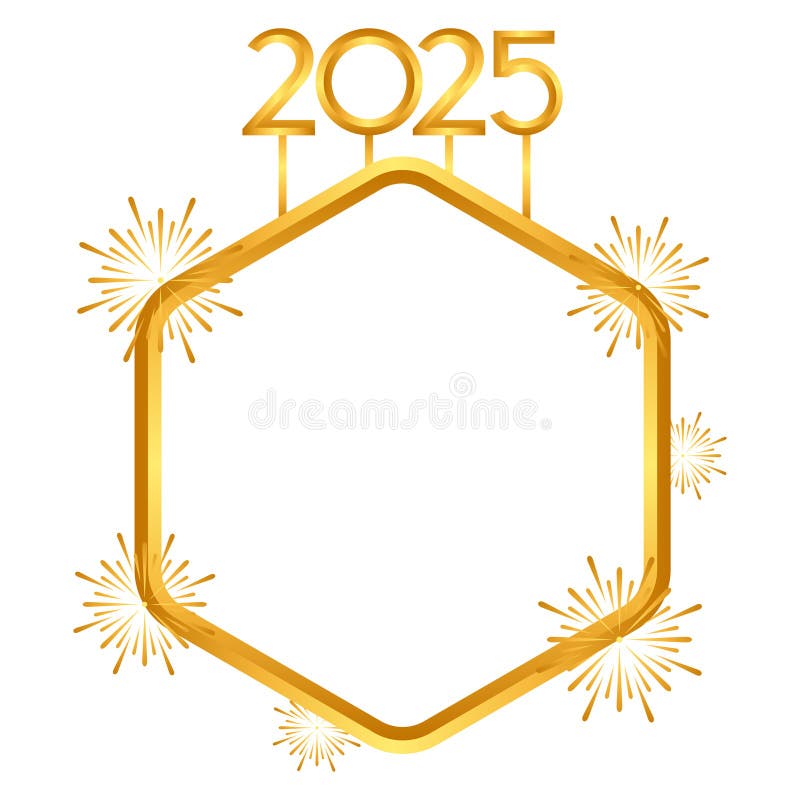 Golden Luxury New Year Frame with Fireworks Stock Vector - Illustration ...
