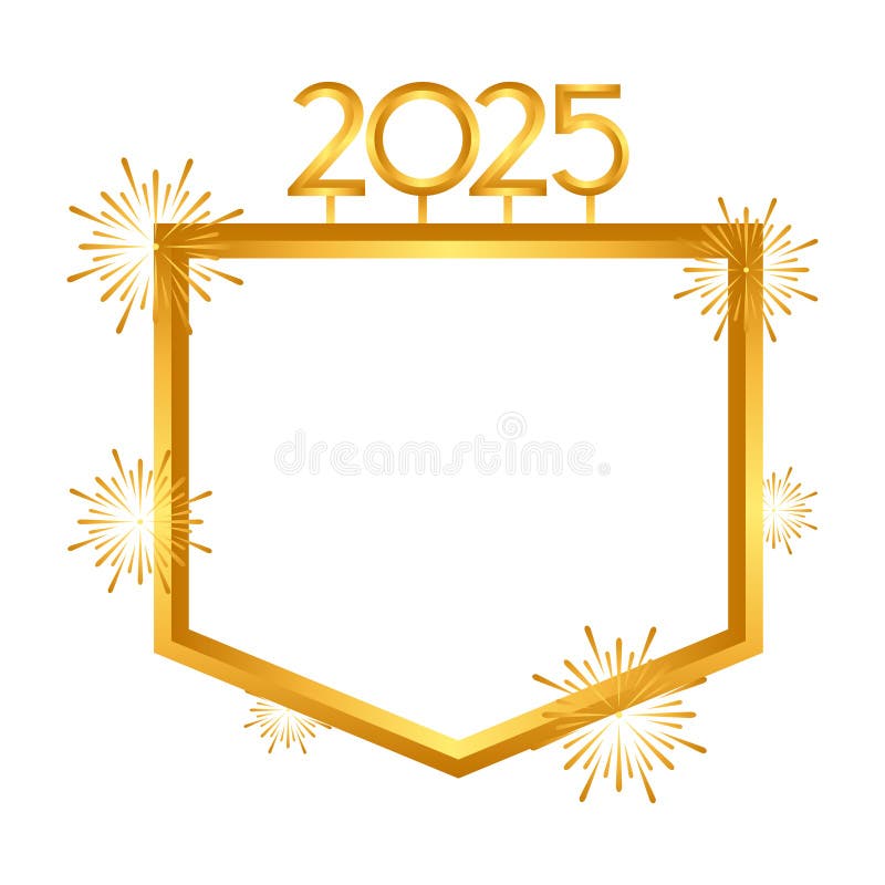 Golden Luxury New Year Frame with Fireworks Stock Vector - Illustration ...