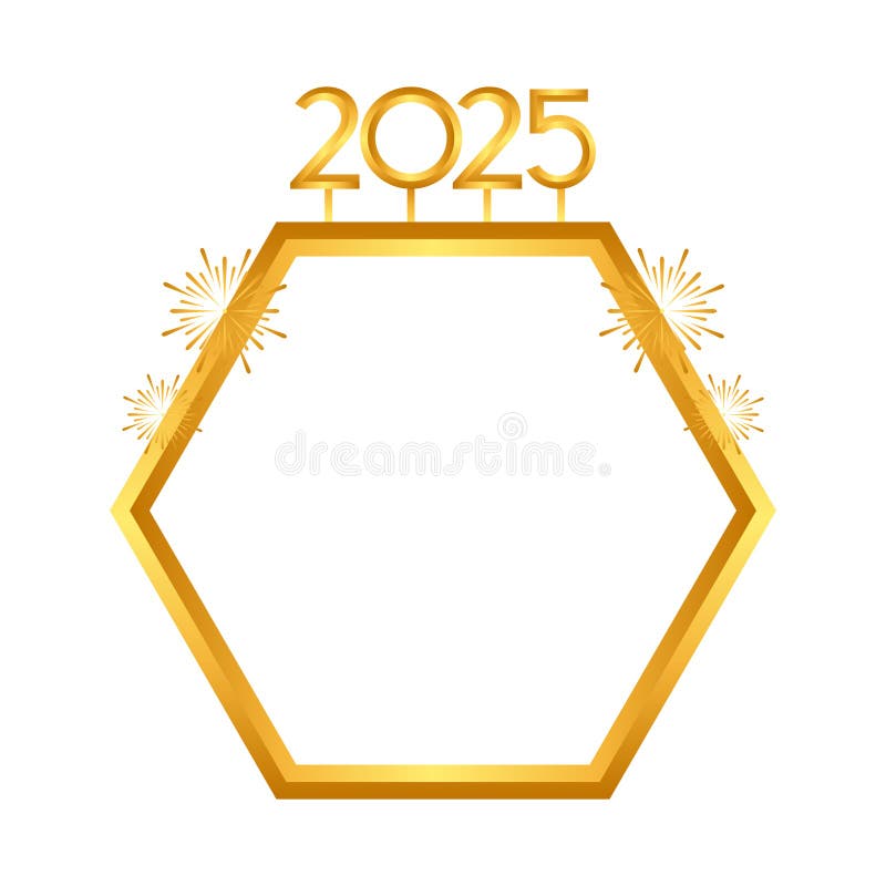 Golden Luxury New Year Frame with Fireworks Stock Vector - Illustration ...