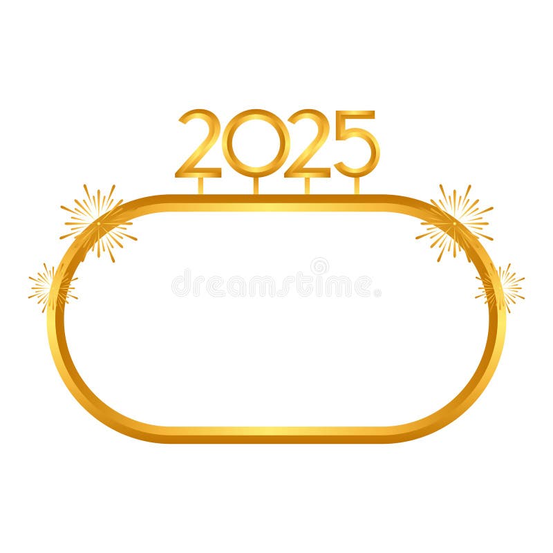 Golden Luxury New Year Frame with Fireworks Stock Vector - Illustration ...
