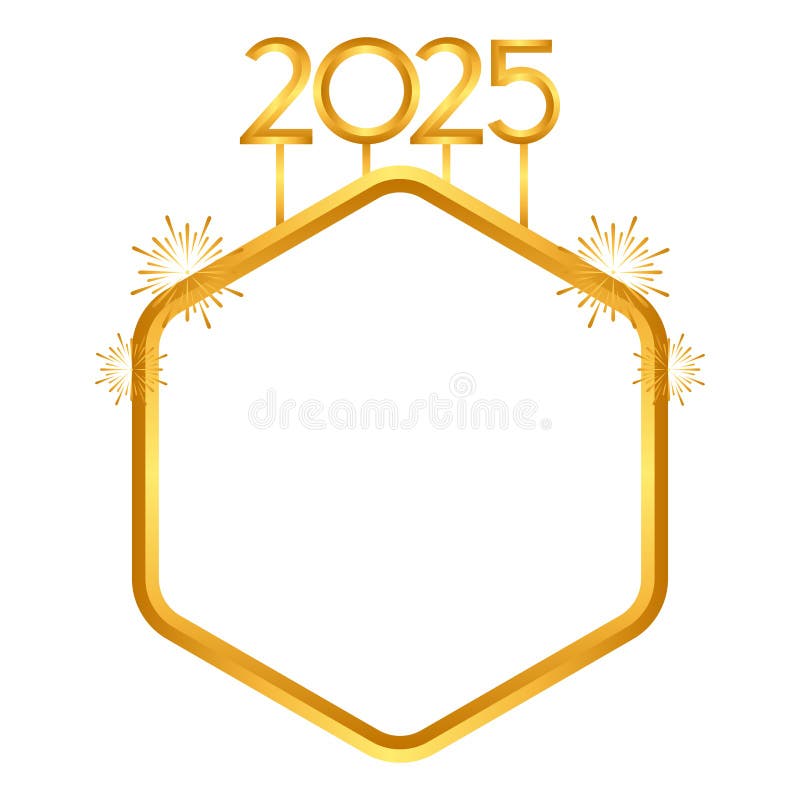 Golden Luxury New Year Frame with Fireworks Stock Vector - Illustration ...