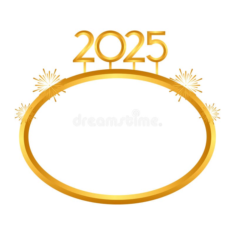 Golden Luxury New Year Frame with Fireworks Stock Vector - Illustration ...