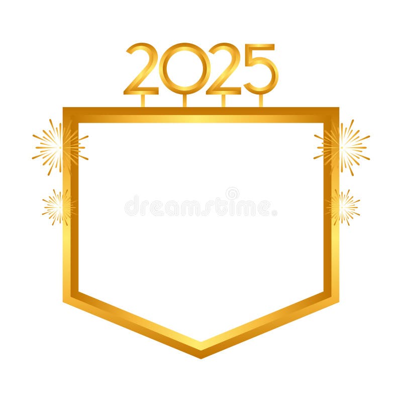 Golden Luxury New Year Frame with Fireworks Stock Vector - Illustration ...