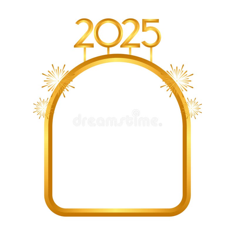 Golden Luxury New Year Frame with Fireworks Stock Vector - Illustration ...